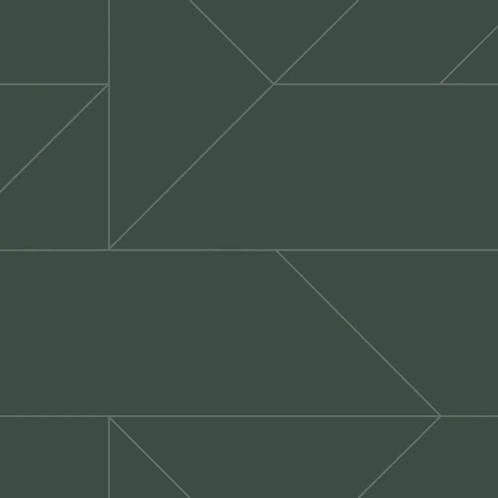 Tmavě zelená geometrická vliesová tapeta, metalické linie 347728, City Chic, Origin