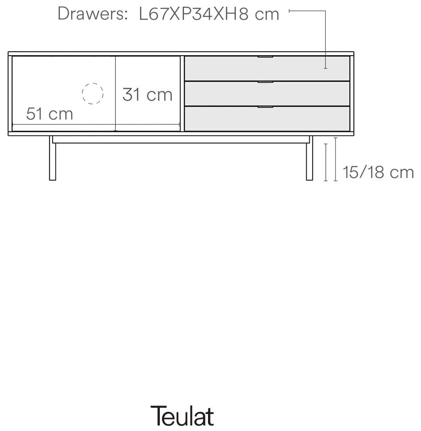 TV stolek v dekoru dubu v černo-přírodní barvě 140x52 cm Sierra – Teulat