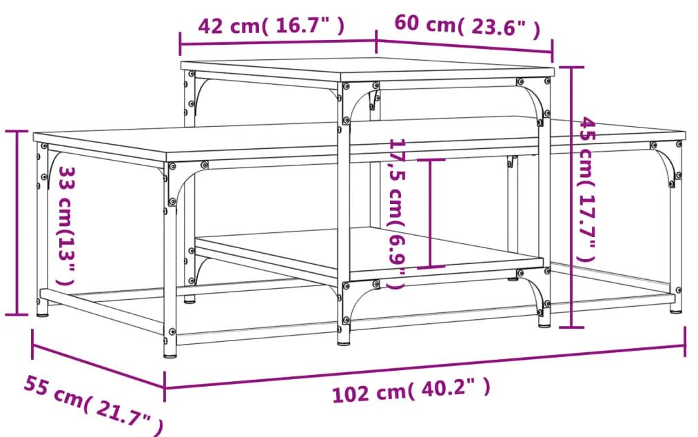 Konferenční stolek šedý sonoma 102x60x45 cm kompozitní dřevo