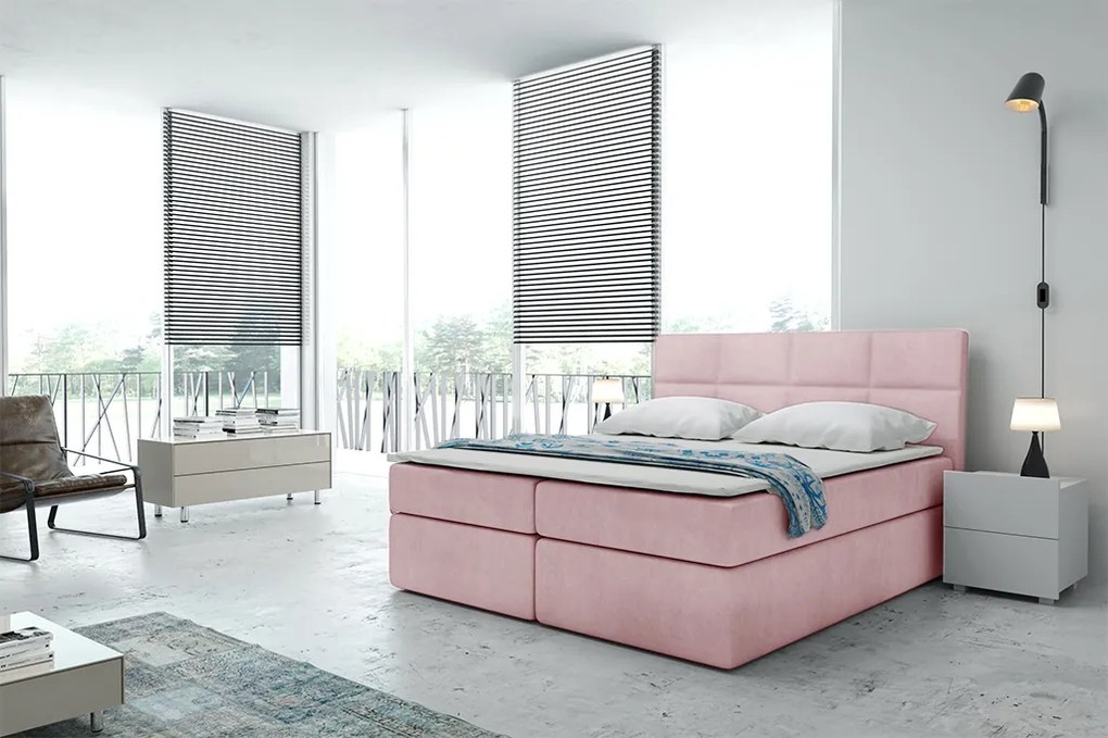 Eka Kontinentální čalouněná postel Smoth - Cassablanca (90x200 cm) Barva látky Trinity: Zelená (Trinity 2327)