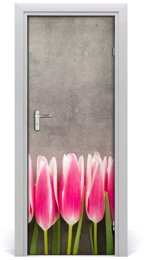 Samolepící fototapeta na dveře Růžové tulipány 85x205 cm