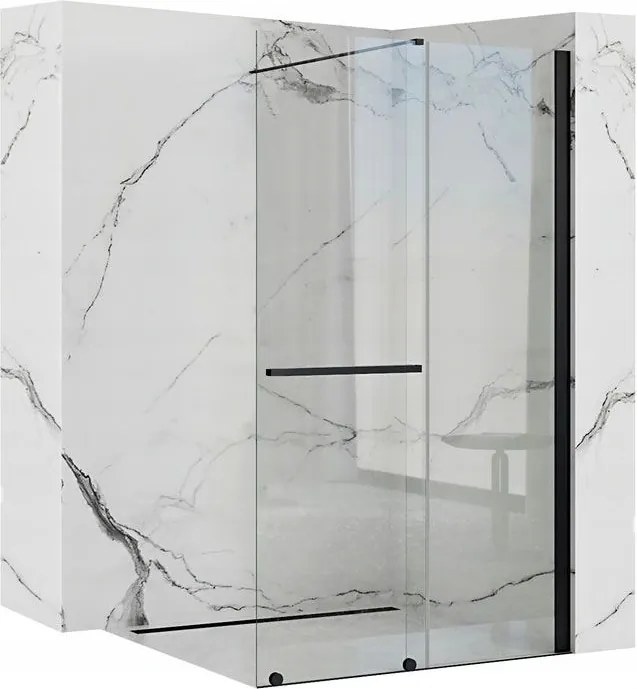 Rea - Cortis posuvná sprchová zástěna 100x195cm, 6mm sklo, čiré sklo/černý profil, REA-K7740