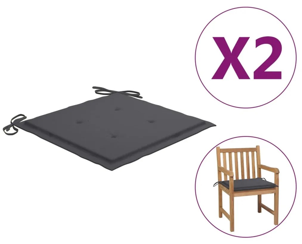 47602 vidaXL Podušky na zahradní židle 2 ks antracitové 50 x 50 x 3 cm