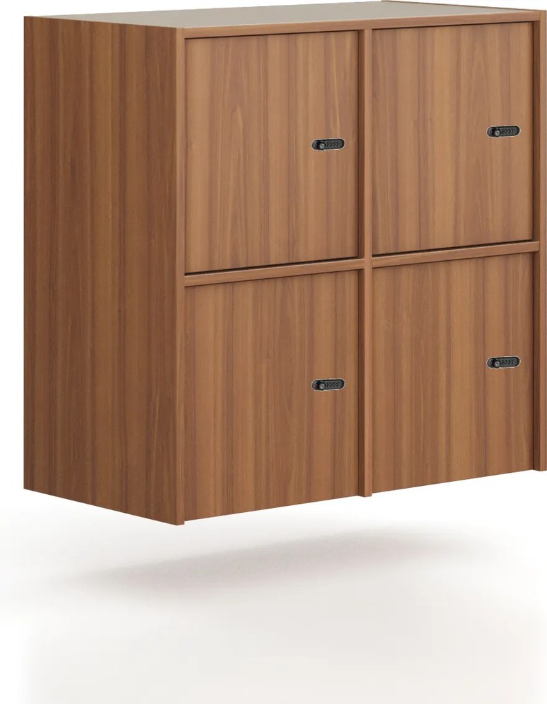 Nástavba pro skříně FRAME, 4x dveře, 872 x 450 x 854 mm, mechanický zámek, ořech