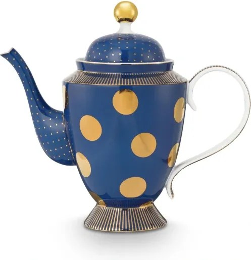 Pip Studio Dot Delight Navy-gold čajová konvice 1,25l, modrá-zlatá (Nádherná čajová konvice v jedinečném designu)