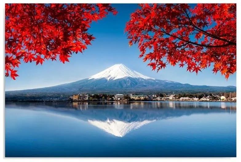 Obraz na plátně, Japonská sopka hora Fudži červená - 90x60 cm