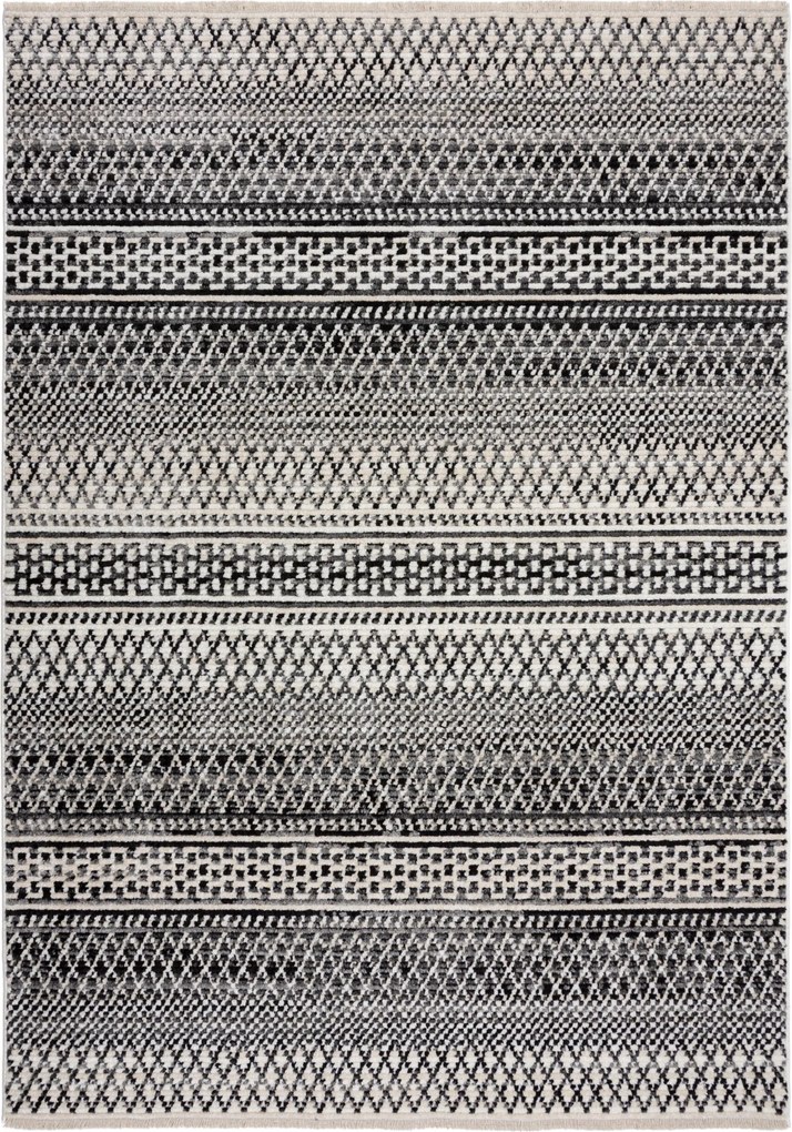 Flair Rugs, Kusový koberec Santiago Camino Black/White, 240x320, černobílá, ložnice