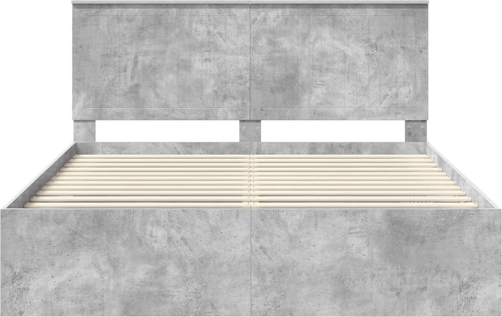 Rám postele s čelo Beton 160 x 200 cm Masivní borové dřevo 3410986