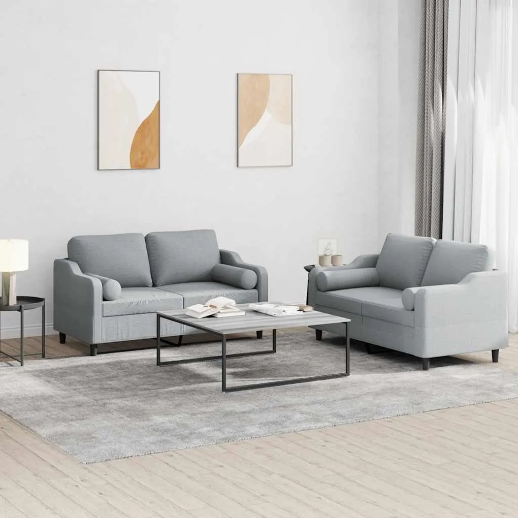 2dílná sedací souprava s polštáři světle šedá textil 3201818