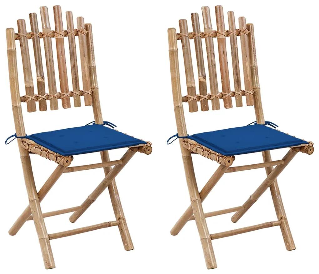 3063991 vidaXL Skládací zahradní židle s poduškami 2 ks bambus