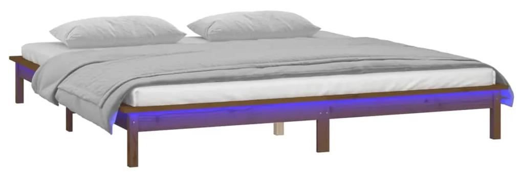 Rám postele LED medově hnědý 150x200 cm King Size masivní dřevo - Default Title