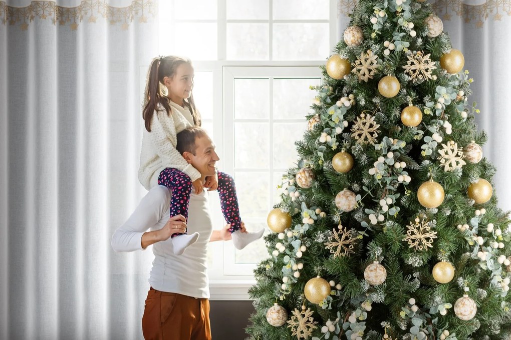 EUROFIRANY VÁNOČNÍ ZÁCLONA NA KROUŽCÍCH XMAS 140X250 CM HVĚZDY