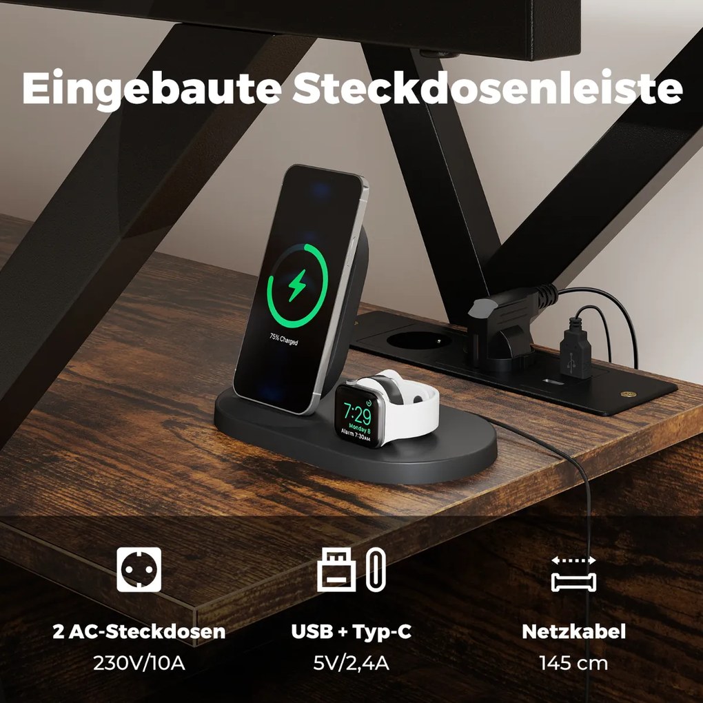 Costway Televizní stojan pro 65 palcový televizor 3 Tier Entertainment – hnědý