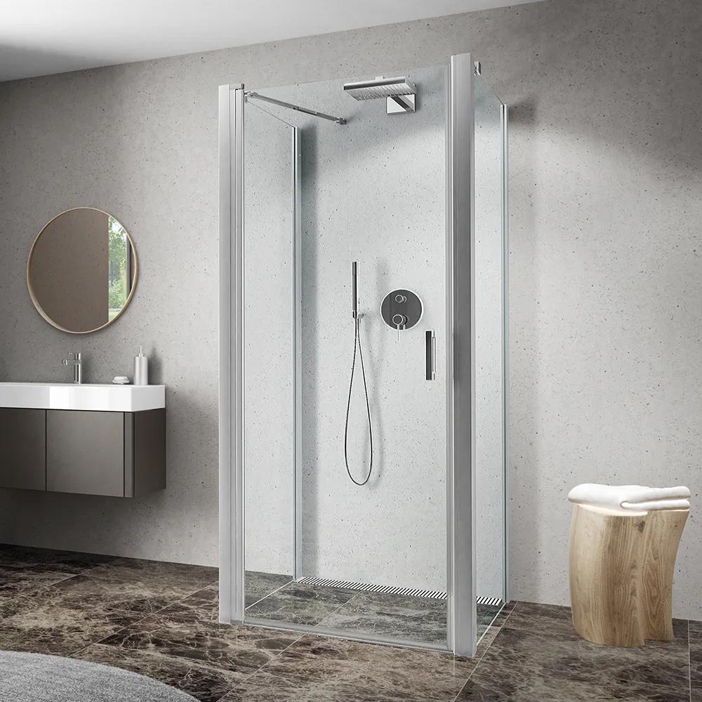 Roth Jednokřídlé sprchové dveře CI PIV pro instalaci do niky Varianta: šířka: 80 cm, orientace: Uni - (CI PIV 800 - CI PIV 080200 NPE), Barva profilů a typ výplně: profily: černá (elox), výplň: transparent