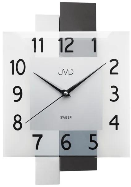 Nástěnné netikající tiché skleněné hodiny JVD NS19042.1