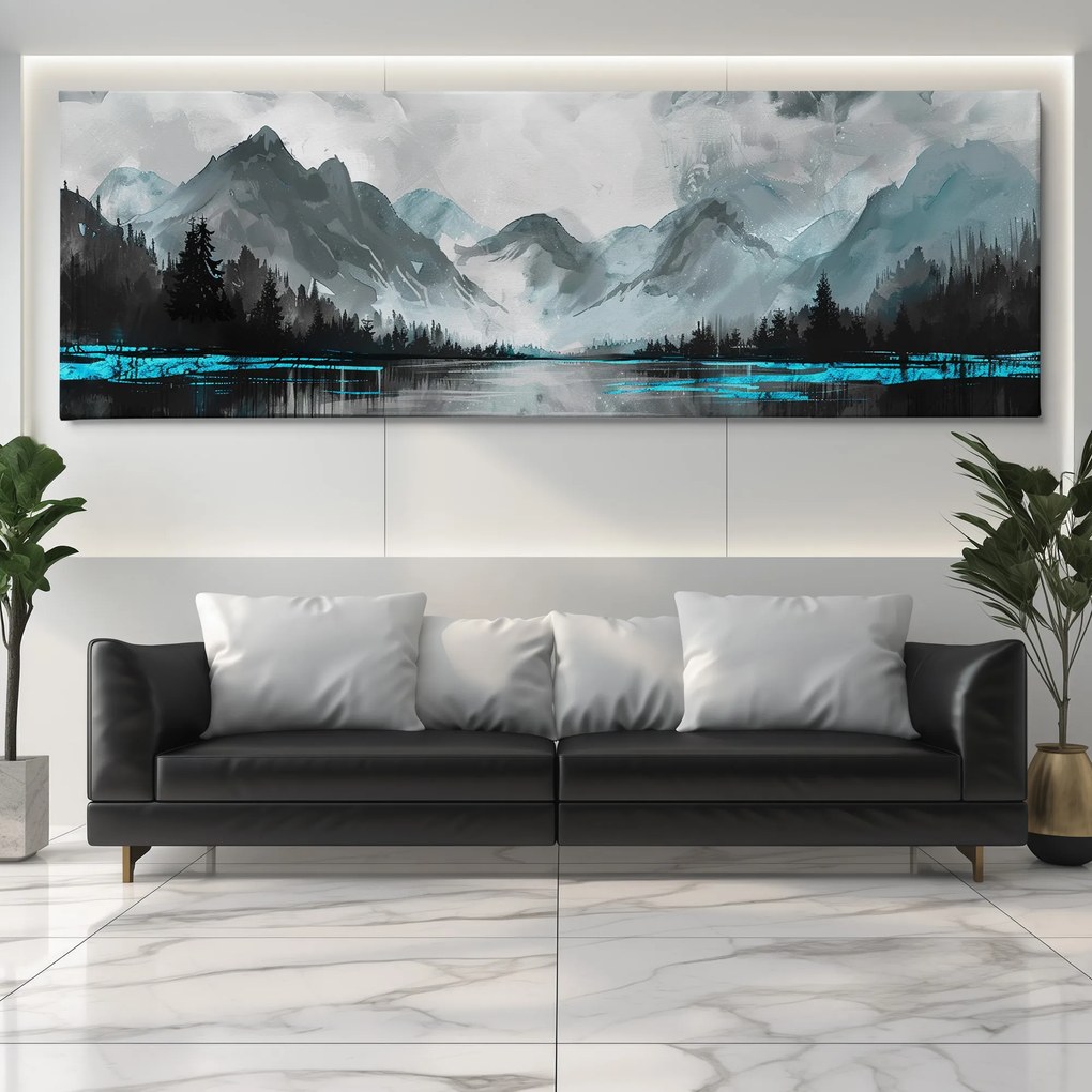 Obraz na plátně - Horskými odlesky na hladině Zult Sea FeelHappy.cz Velikost obrazu: 180 x 60 cm