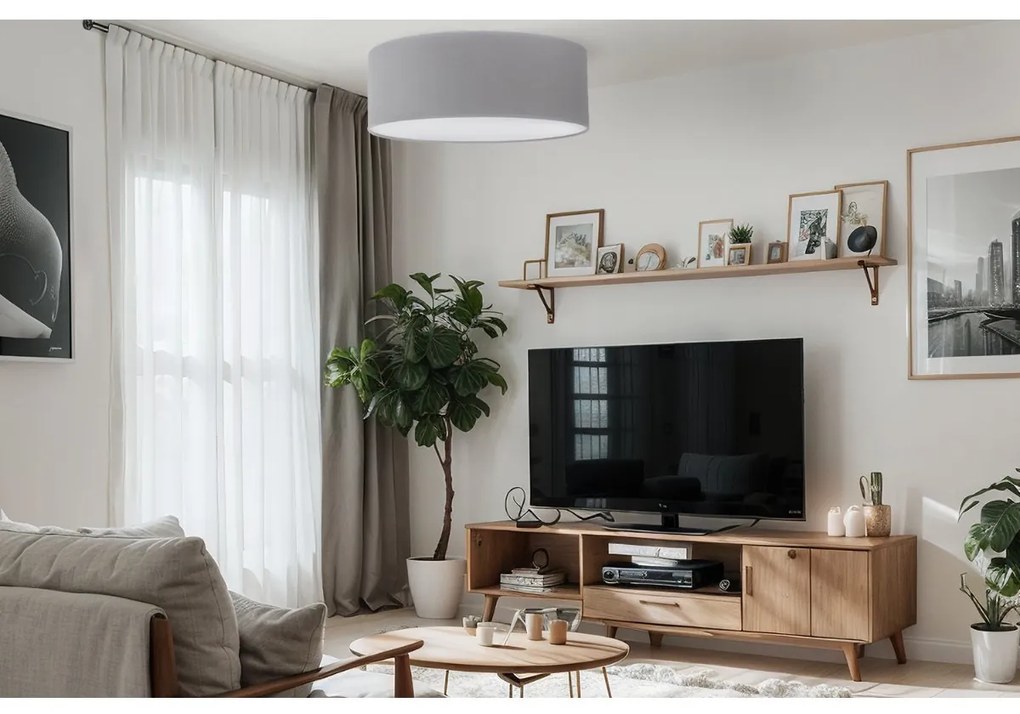 Stropní svítidlo Gaja, 1x šedé textilní stínítko, (bílé plexisklo), (fi 50cm)