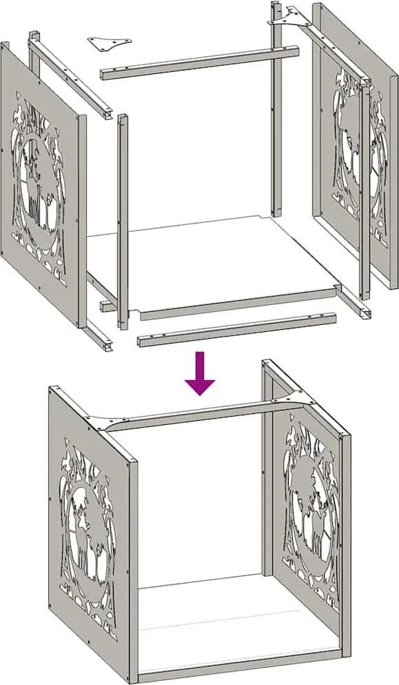 vidaXL Stojan na palivové dřevo 40x40x40 cm [864252] Barva: Nerezová ocel