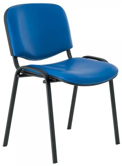 Kožená konferenční židle ISO - černé nohy, modrá