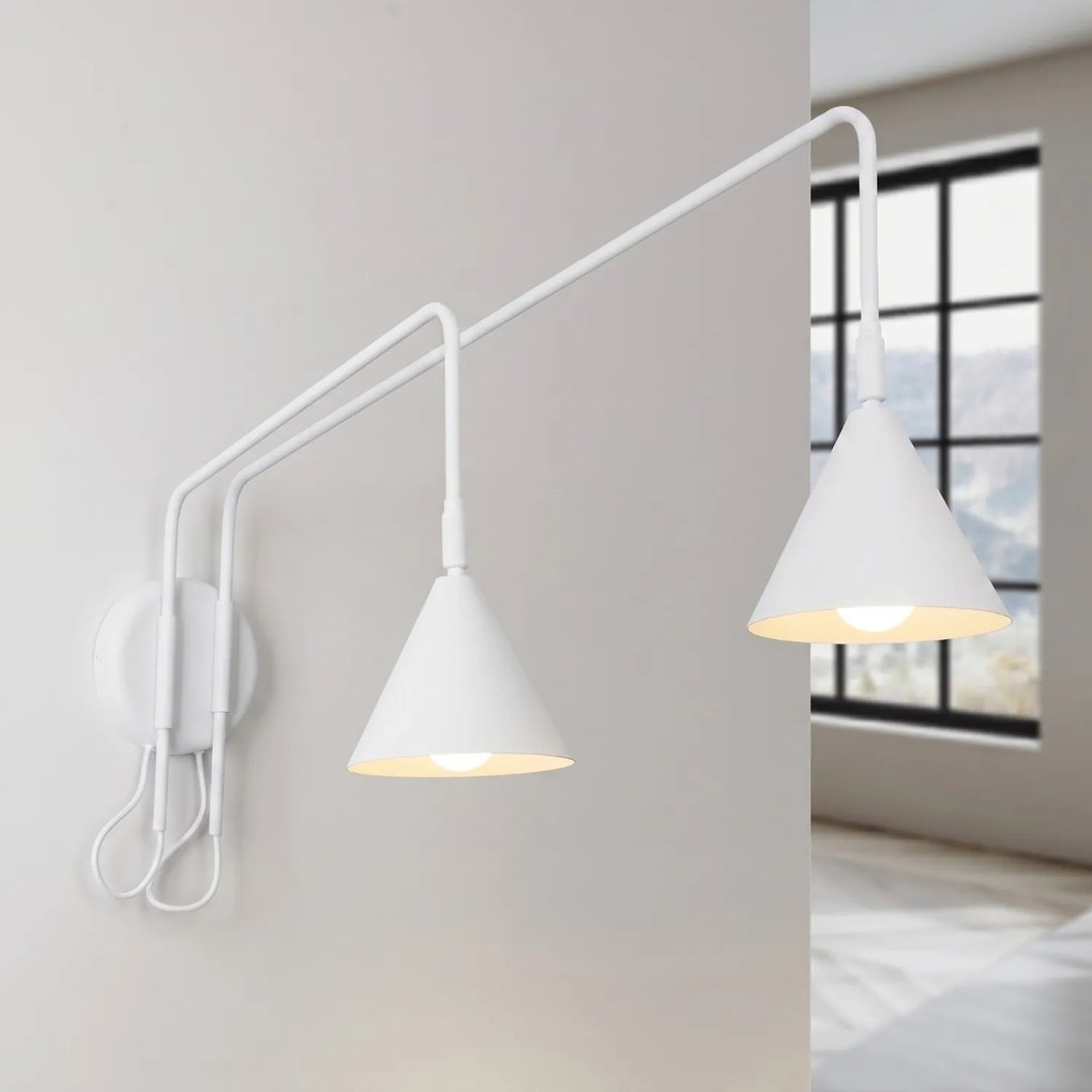 Sollux Lighting Nástěnné svítidlo NOX 2 bílé s vypínačem