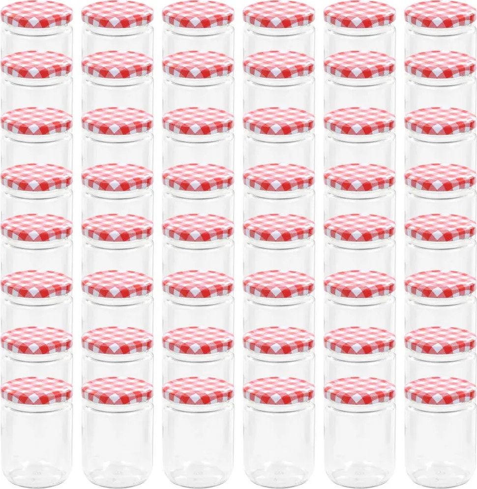 vidaXL Zavařovací sklenice se mi víčky 48 ks 230 ml [50798] Barva: Červená