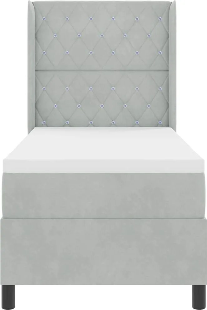 Postel s boxspringem s matrací Světle šedá 80 x 200 cm samet 3341924