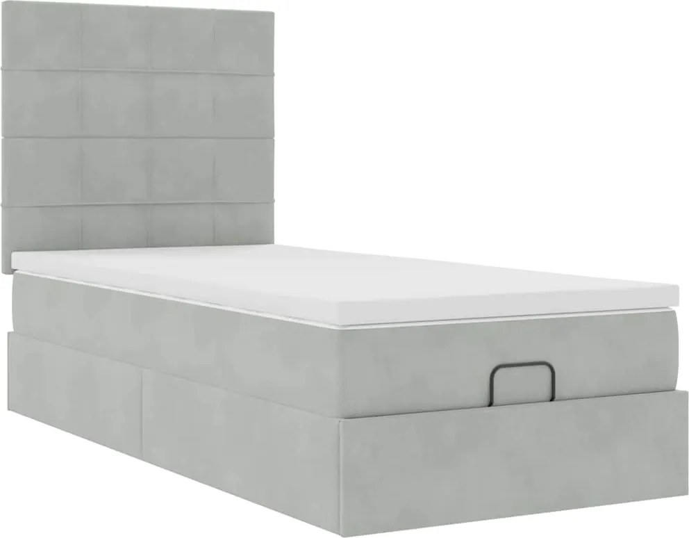 Osmanský rám postele s matracemi světle šedá 90x200cm samet 3313445