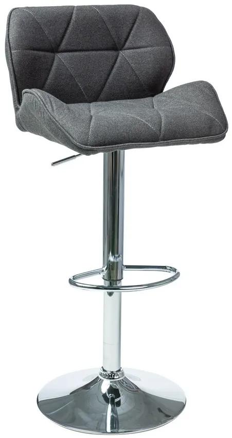 Barová židle v tmavě šedé barvě na kovové konstrukci KN1054