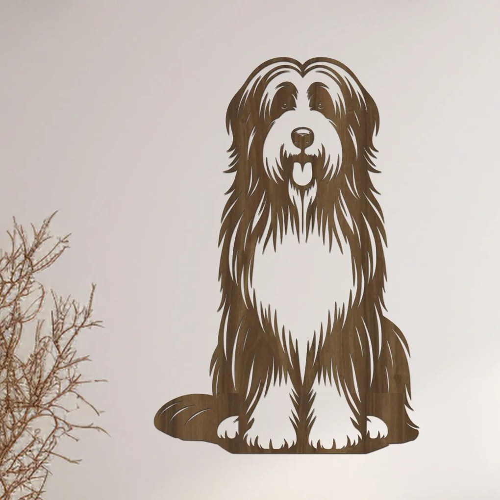 dřevo života Dřevěný obraz Bearded Collie Zvolte rozměr (cm): 62x80, Zvolte barvu dekoru: Černá