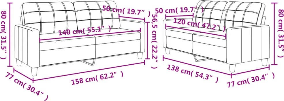 vidaXL 2dílná sedací souprava s poduškami umělá kůže [3201358] Barva: krémová