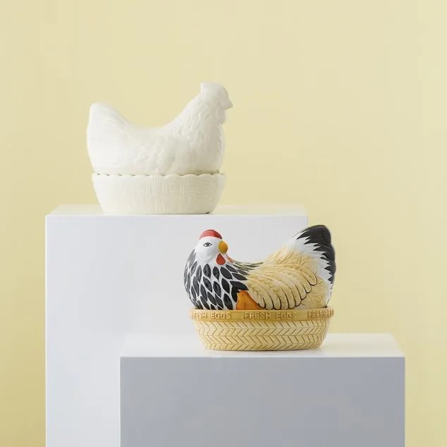 Mísa s víkem ve tvaru slepice Hen Egg Nest, bílá - Mason Cash