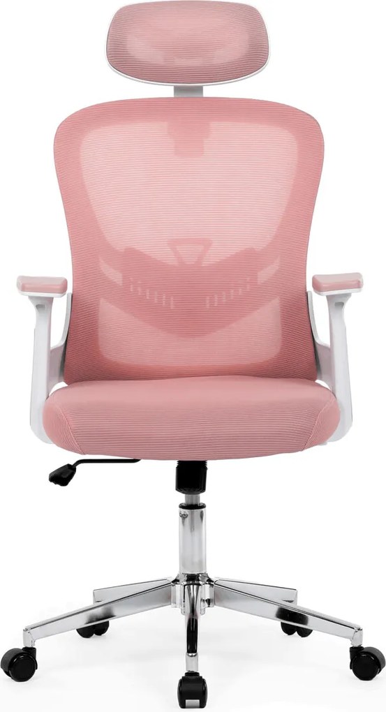 Ergonomická kancelářská židle EMILIE - růžová síťovina