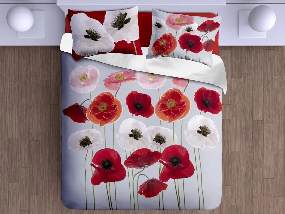 Gipetex Natural Dream 3D italské povlečení 100% bavlna Poppies - 140x200 / 70x90 cm