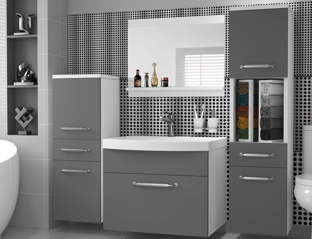 Koupelnový nábytek skříňky s umyvadlem a zrcadlem šedá antracit grafit ROD PRIMO M 5/0/W/SR/0/ZINC