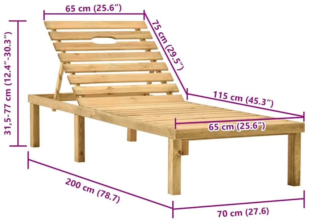 vidaXL Marketos Zahradní lehátko impregnované borové dřevo