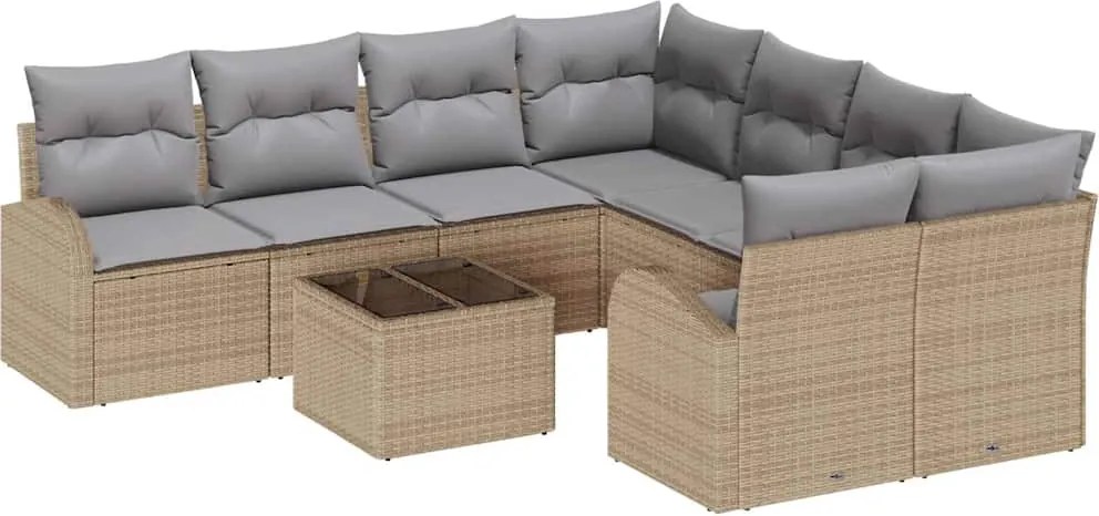 Set pohovek 9 ks 8-Počet míst Beige a šedá polyratan 3354649