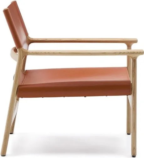 Koňakově hnědé kožené křeslo Jan – Kave Home