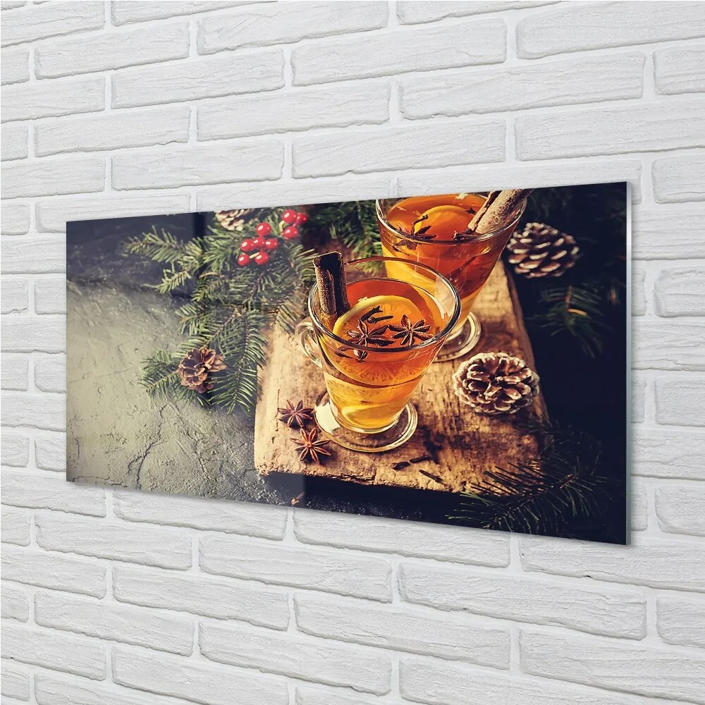 Obraz na skle Zimní čaj hřebíček 120x60 cm