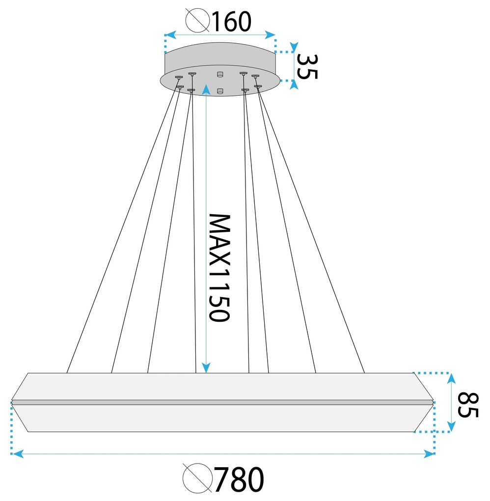 Toolight Závěsné LED osvětlení E27 APP1769-CP 80 cm zlaté