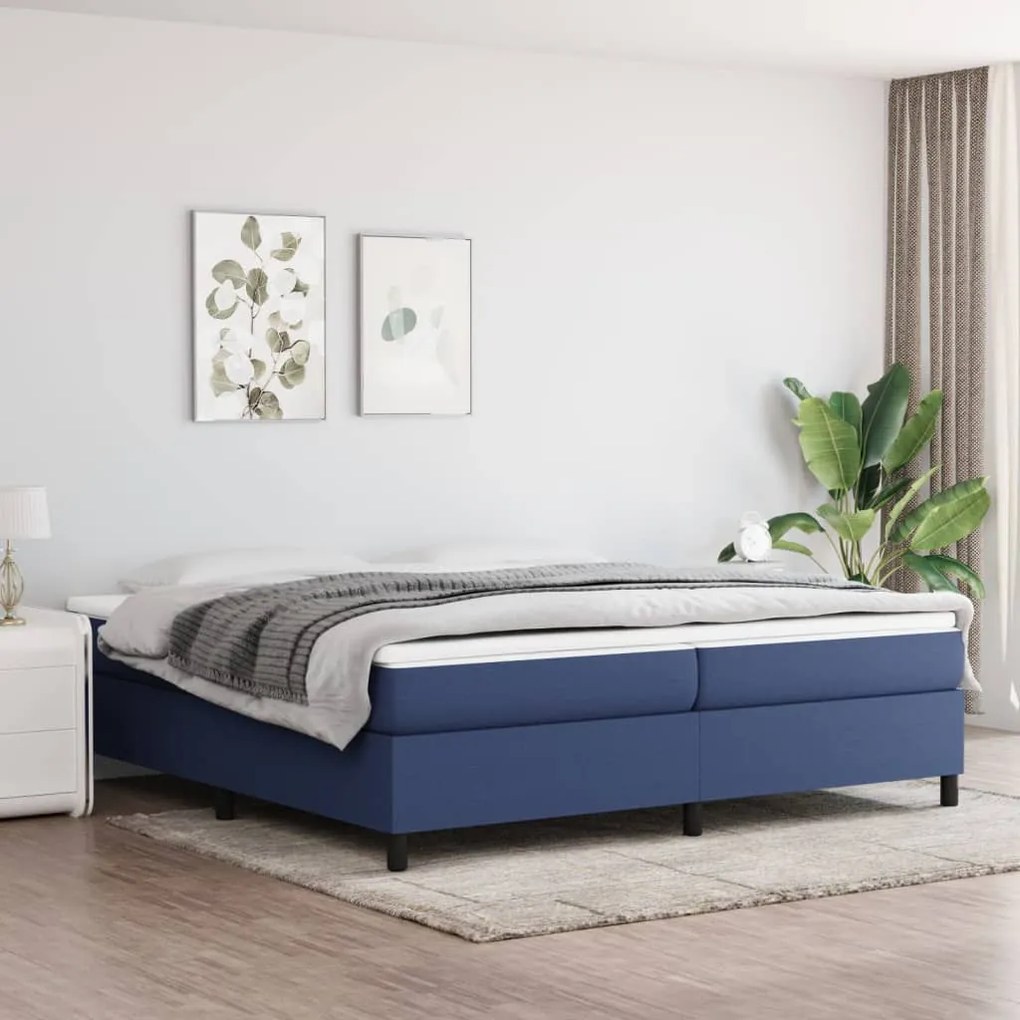 Rám postele s boxspringem modrý 200 x 200 cm textil 3120892