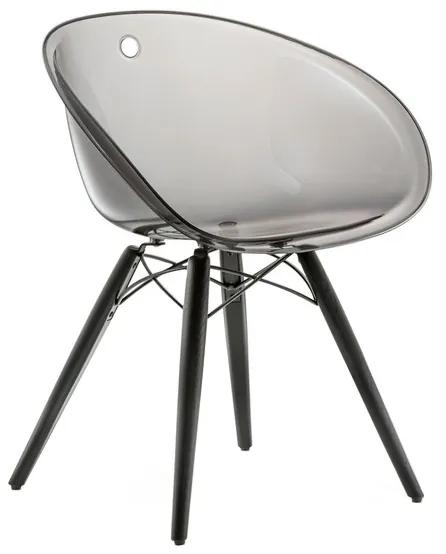 Židle Gliss 905, černá podnož, transparentní kouřová