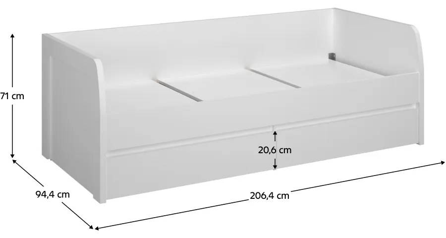 Kondela Postel 2S, 90x200 bílá, ERODIN