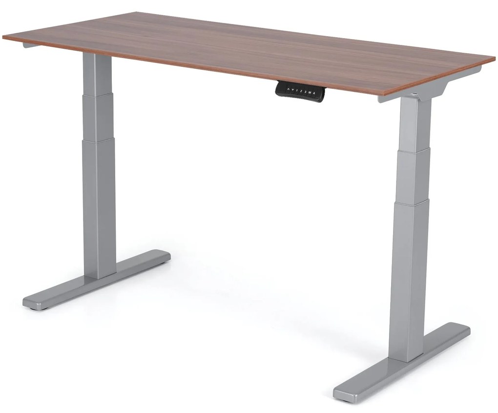 Výškově nastavitelný stůl Liftor 3segmentové nohy premium šedé,   deska 1380 x 650 x 18 mm ořech