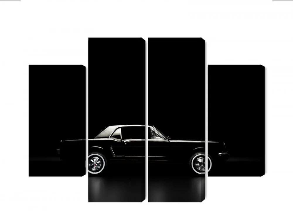 Vícedílný obraz Černé Retro Auto Na Tmavém Pozadí Nedostatek Nedostatek Přírodní plátno 200x150
