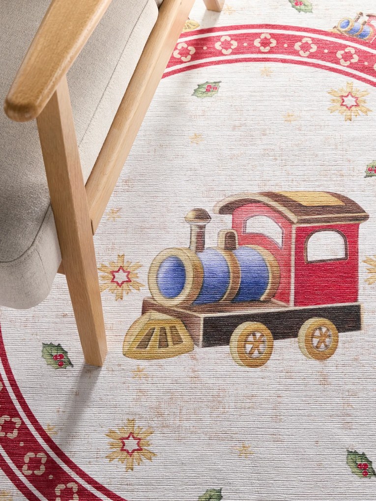 Villeroy & Boch, Kusový koberec Villeroy & Boch Toy's delight 106276 Cream, Red kruh, 160x160 (průměr) kruh, červená, obývací pokoj