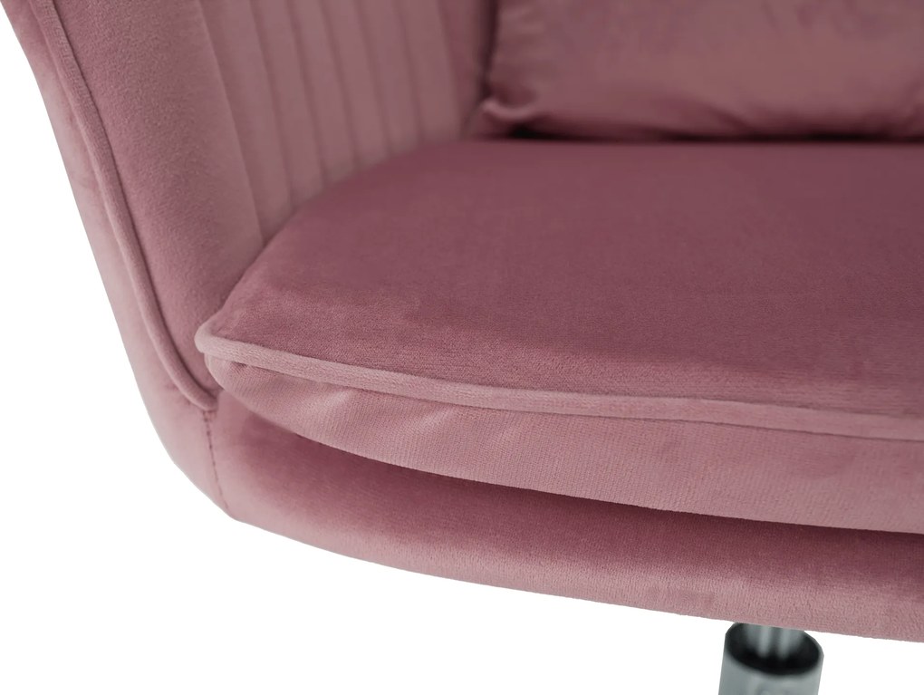 Kancelářské křeslo, růžová Velvet látka / chrom, KLIAN