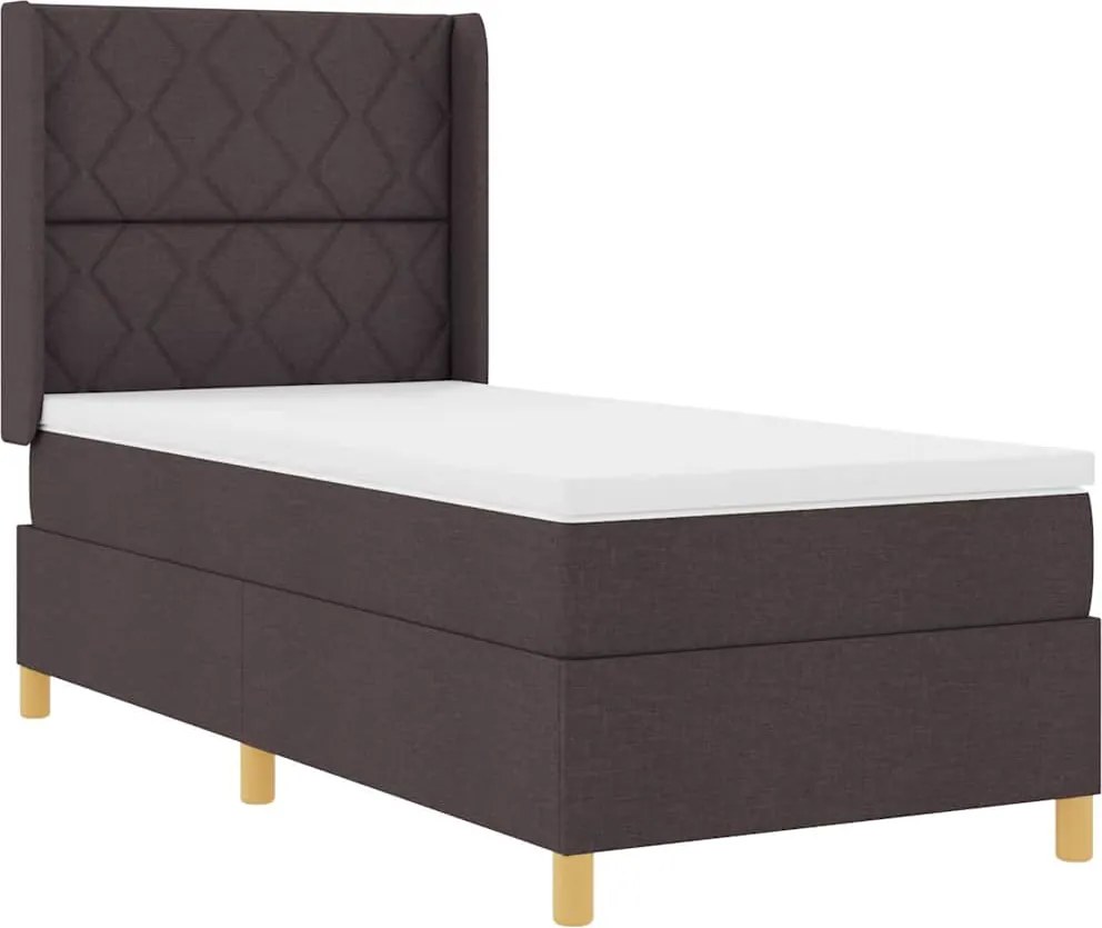 Postel s boxspringem s čelo Tmavě hnědá 100 x 200 cm textil 3341885