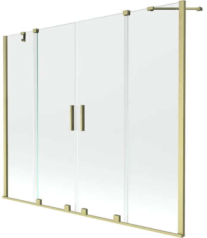 Mexen Velar Duo, 2-křídlová posuvná vanová zástěna 180 x 150 cm, 8mm čiré sklo, zlatý matný profil, 896-170-000-02-55