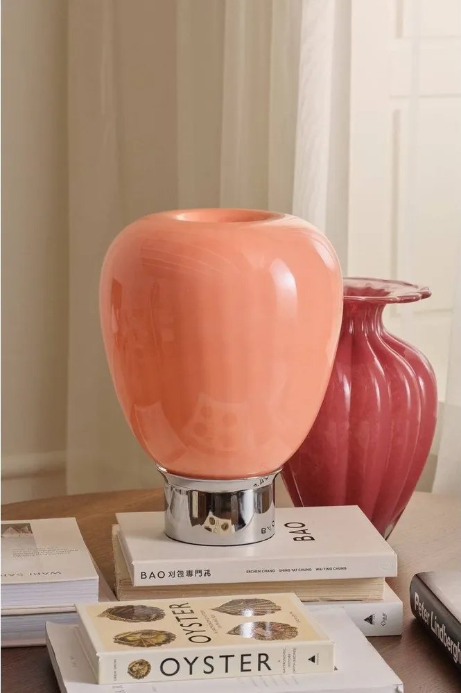 Růžová/v leskle stříbrné barvě skleněná stolní lampa (výška 34 cm) Balloon – Ellos Home