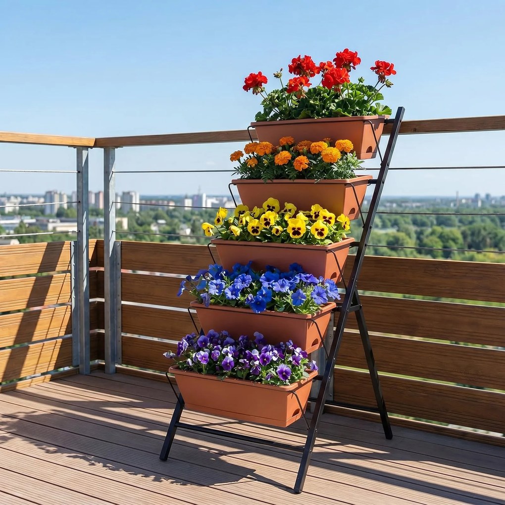 Costway 5-Tier Vertikální vyvýšený záhon rostlinný záhon s 5 vyjímatelnými